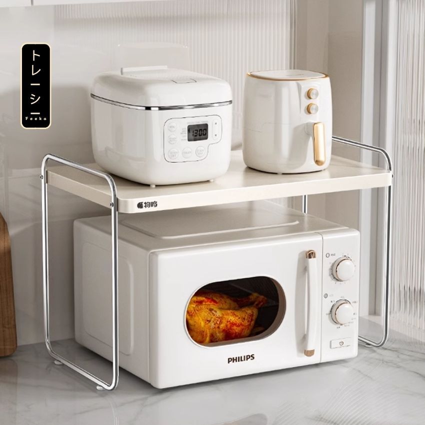 2-tier carbon steel microwave shelf combined with 304 stainless steel ...