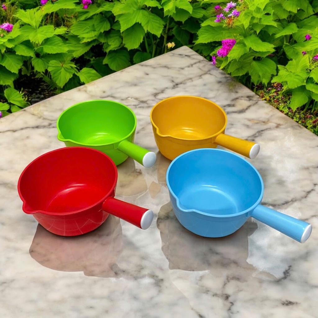 Water ladle, plastic ladle (plastic water ladle) in red, leaf, poplar ...