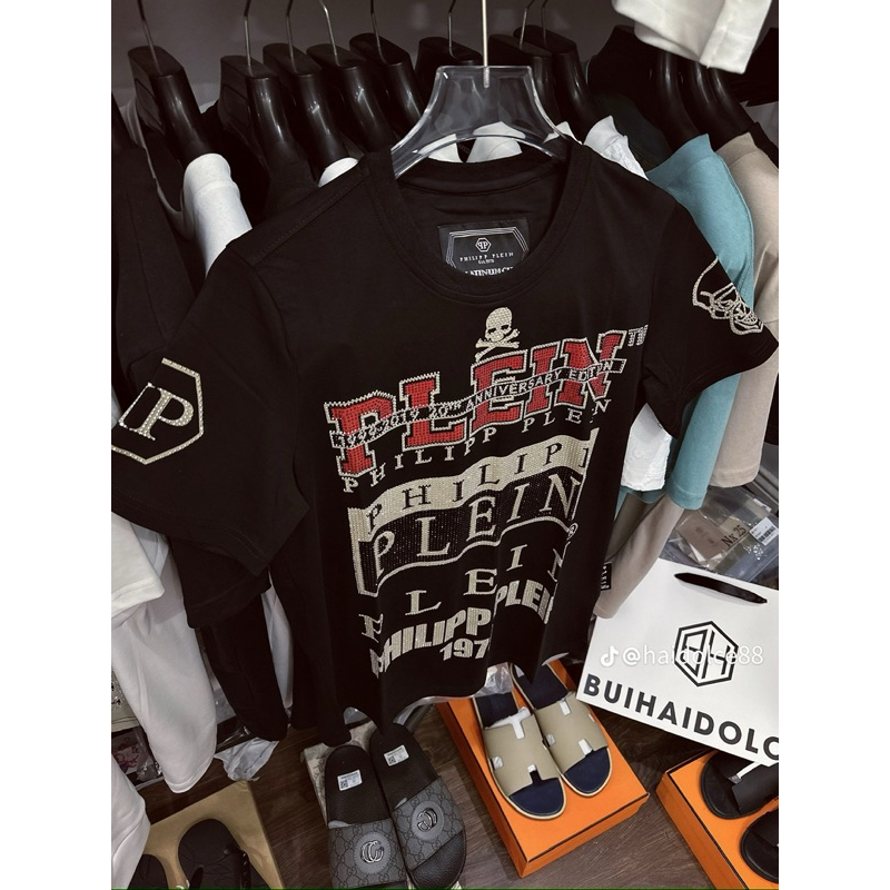 Philipp t-shirt with many words front and back iron logo with full qp ...