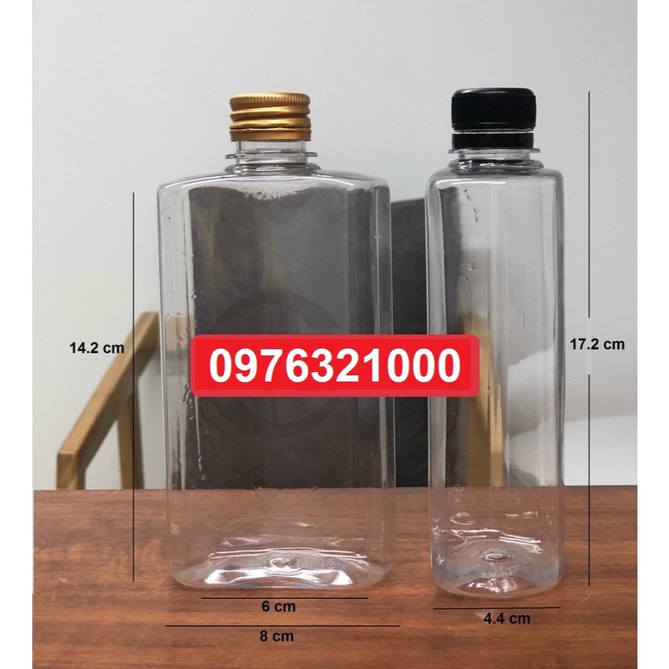 350ml, 500ml rectangular clear plastic bottle with screw cap | Shopee ...