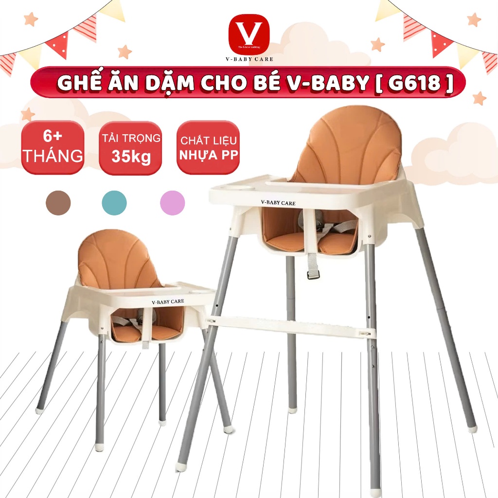V-Baby G618 2-Level High Chair, Fits Adult Dining Table, V-Baby GA001 ...