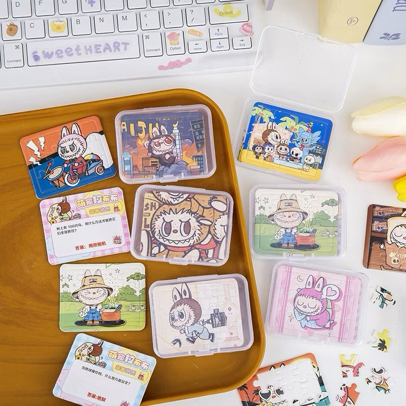 Lovely labubu foam picture box, box of 5 random pictures of toys for ...