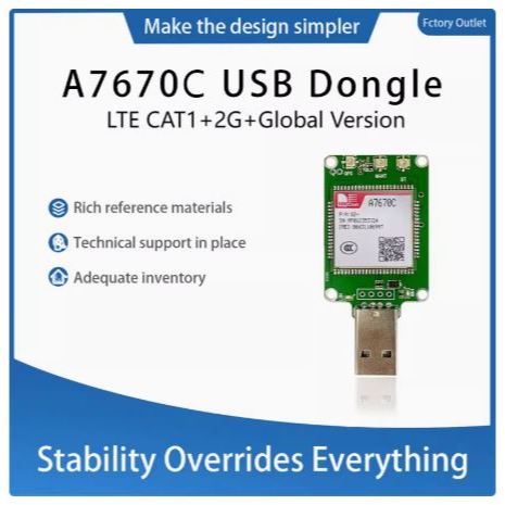 Usb to 4G LTE CAT1 conversion Module, USB Dongle SIMCOM A7670C supports ...