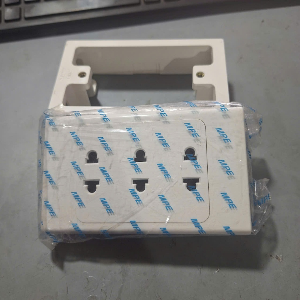 Mpe A6K01 rectangular plastic wall socket mounting base for surface ...
