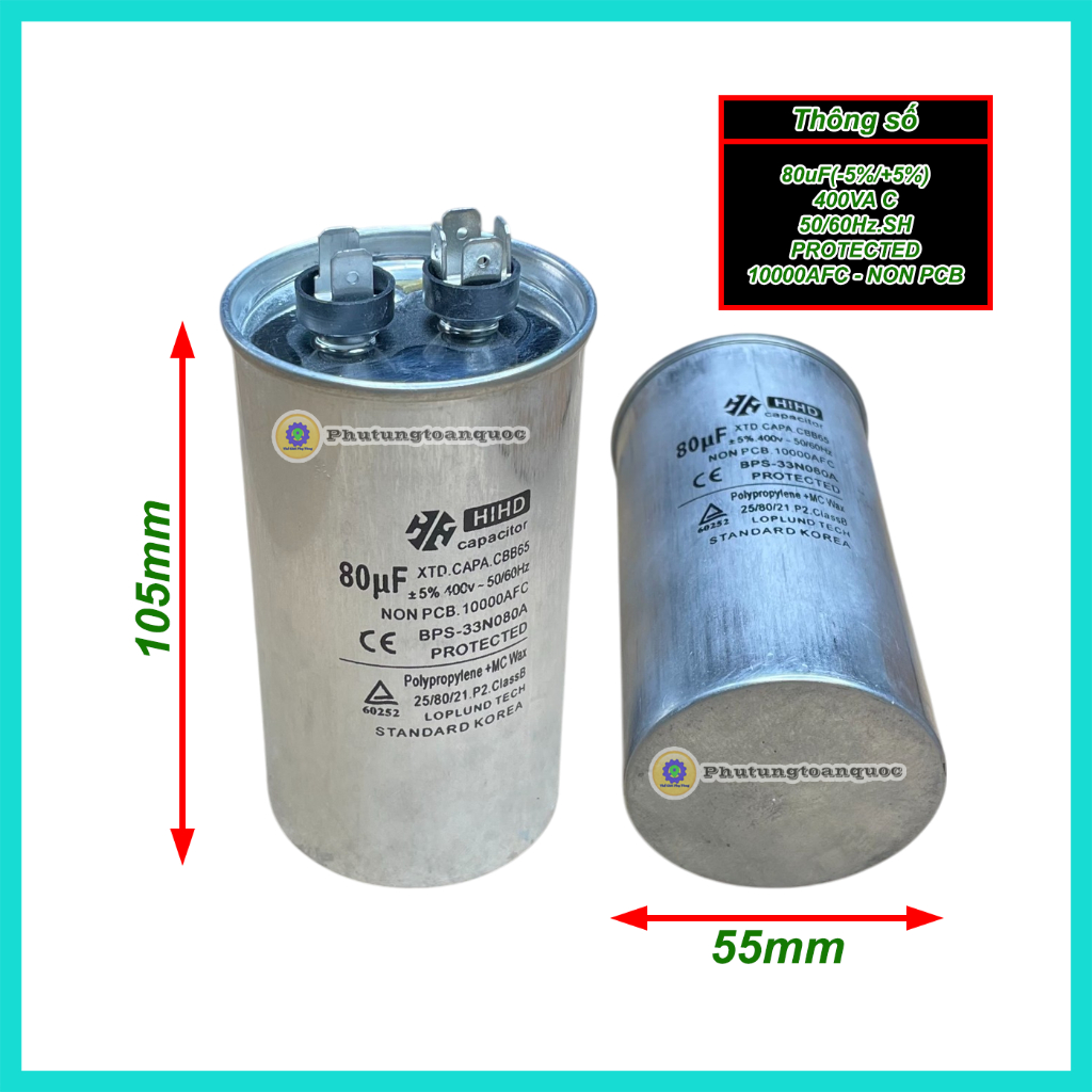CAPA Capacitor/ Capacitor/ 2-Pin Aluminum Capacitor 80uf Voltage 400VAC ...