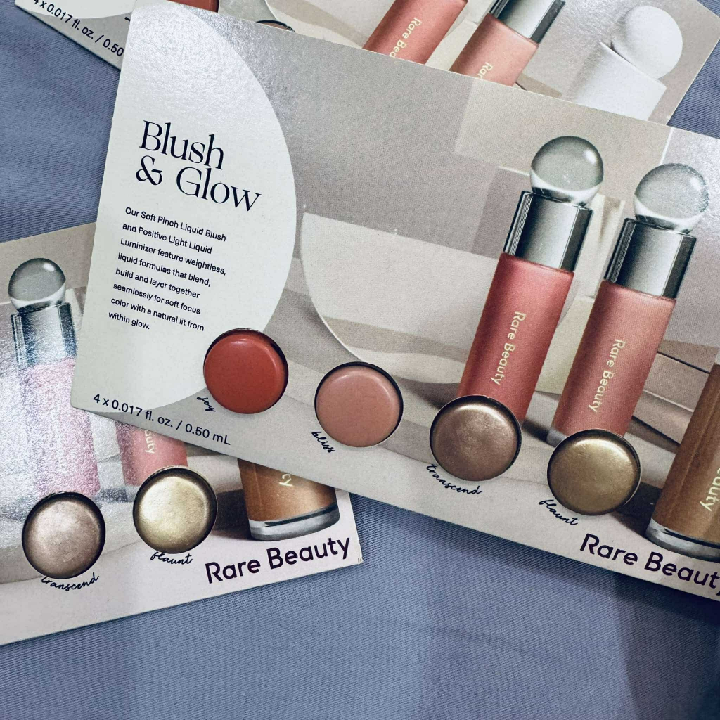 Cream Blush Sample Set & Rare Beauty Blush Liquid Highlighter & Glow ...