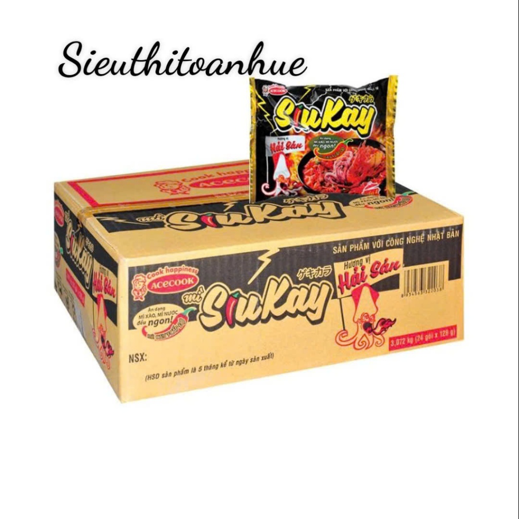 SiuKay Acecook instant noodles with Beef/Seafood flavor (24 packs x127g ...
