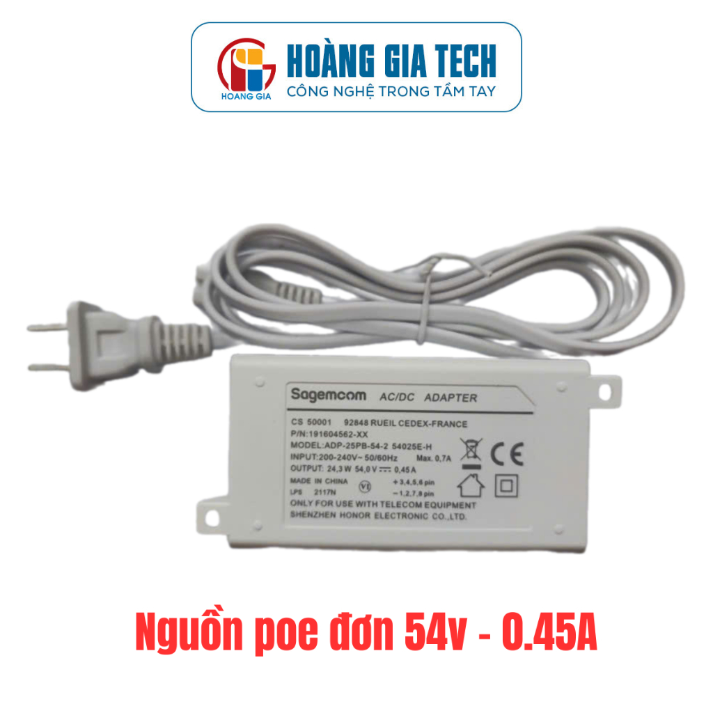 1g single-speed Poe power source (Poe Adapter) Sagemcom 54v-0.45a ...