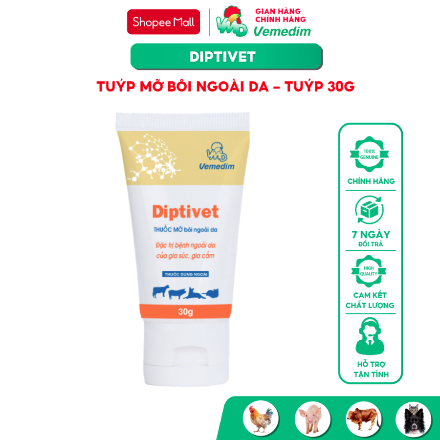 Vemedim Diptivet topical ointment for dogs, cats, livestock and poultry ...