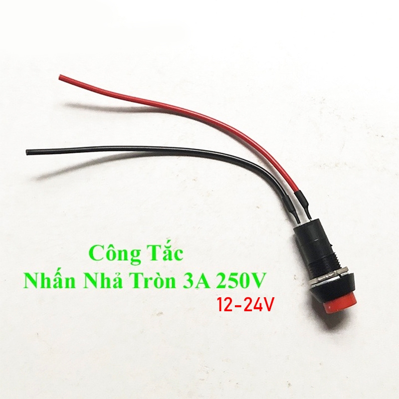 3A 250V 12-24V Push Release Switch, pre-soldered red push-release ...
