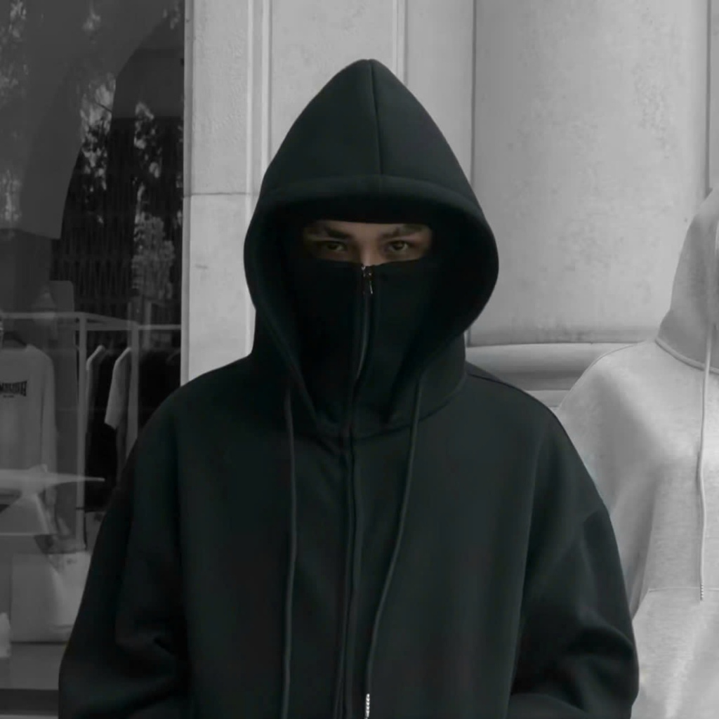 Balaclava Ninja Zip Hoodie 2 Hats Loose Hooded Design for Men and Women ...