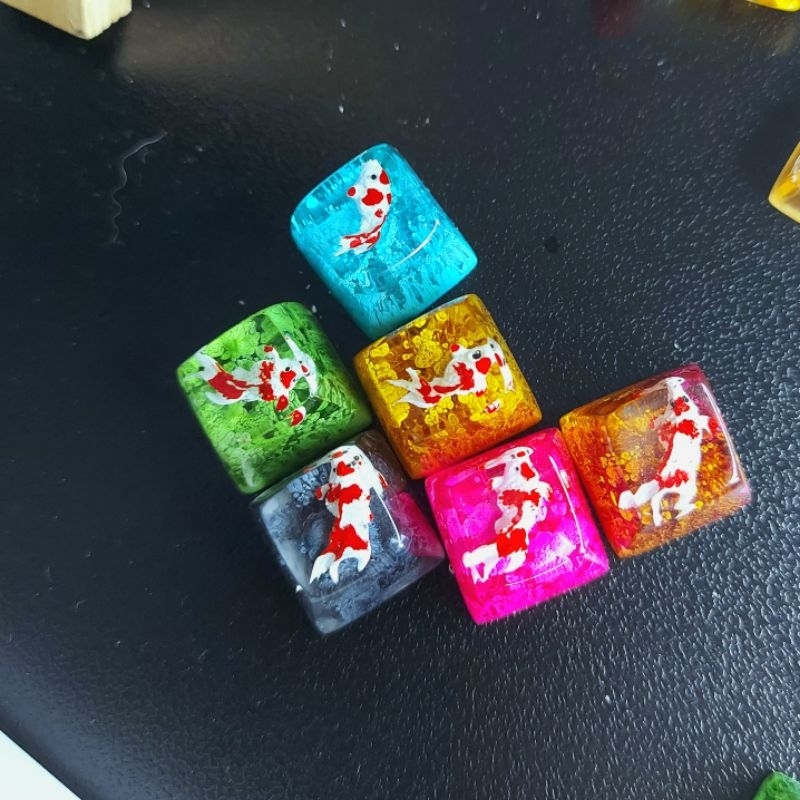 Colorful koi fish Keycap SA R1 (F and Numbers) decorates mechanical ...