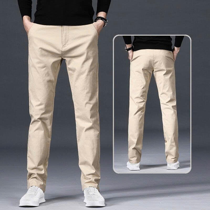 Men's Chinos KAKI Pants, Plain Long, Slimfit Form, 4-Way Stretch Cotton ...