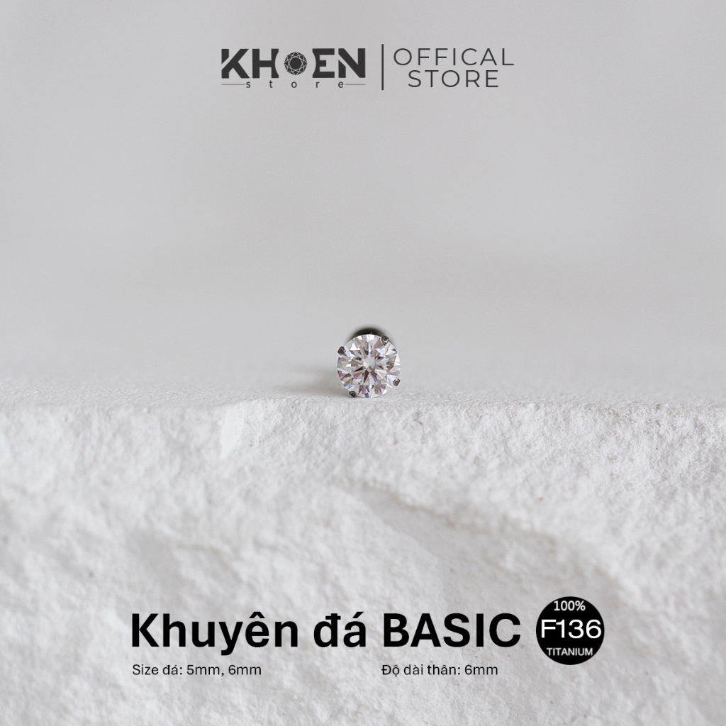 (1 Piece) 6mm Stone Flat Foot Earrings - Titanium F136 - Earrings store ...