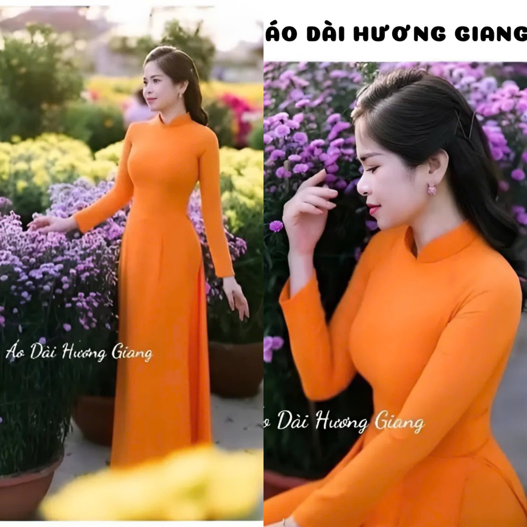 4-panel silk ao dai, outstanding colors, flattering skin, flattering figure - Huong Giang Ao Dai ...