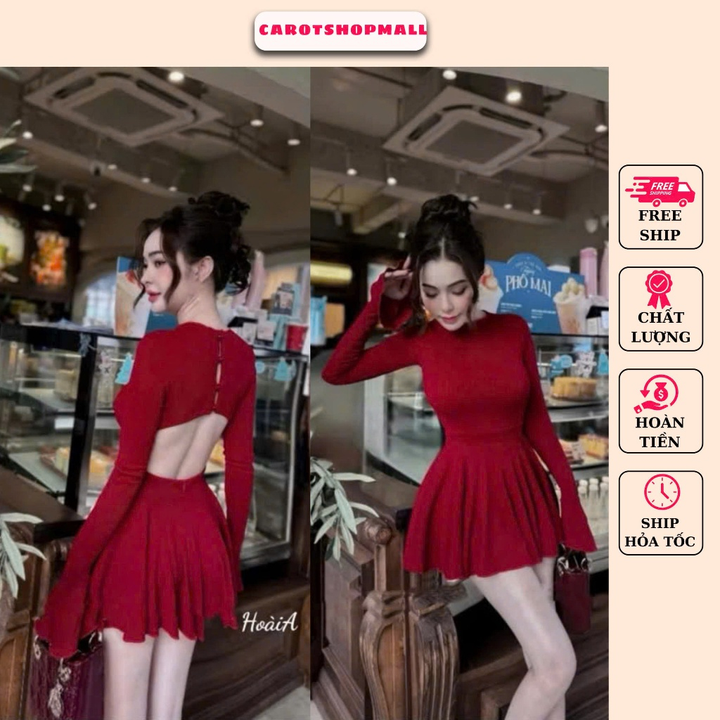 Backless flared sleeve dress k4214 - CAROTSHOP | Shopee Philippines