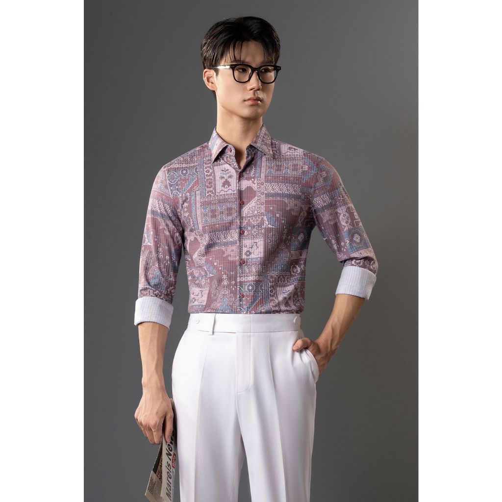 ADAM STORE LIGHT RED SHIRT WITH PATTERN SMC149 | Shopee Philippines