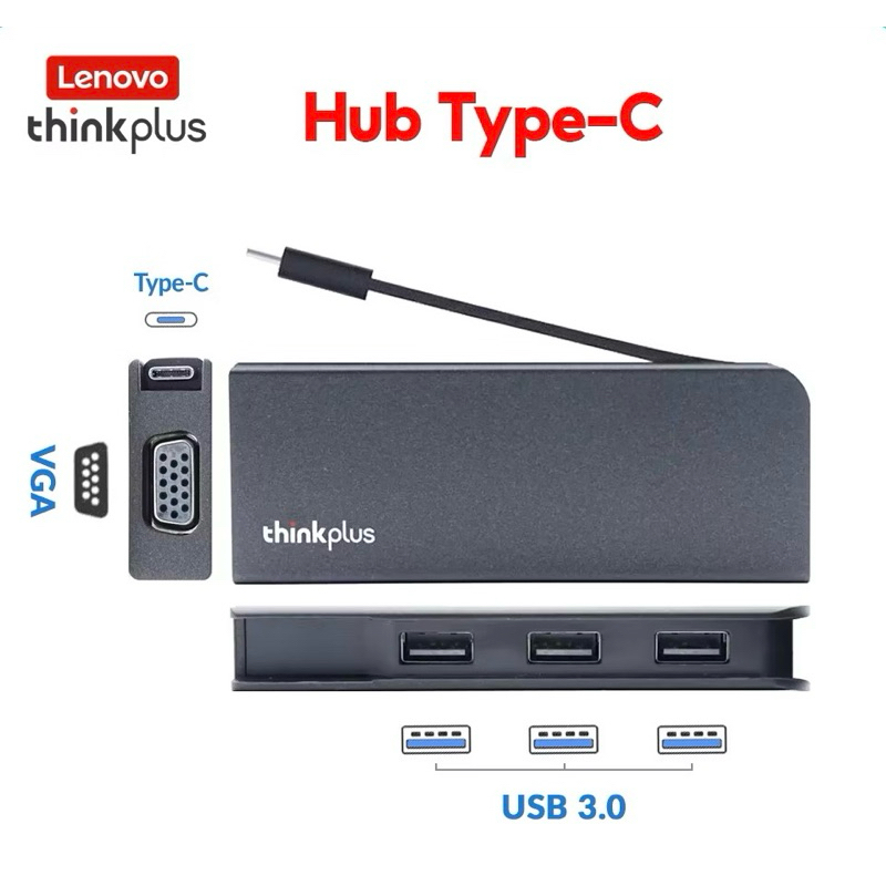 Genuine Lenovo Thinkplus 4in1 Type C to VGA USB 3.0 Hub for macbook ...