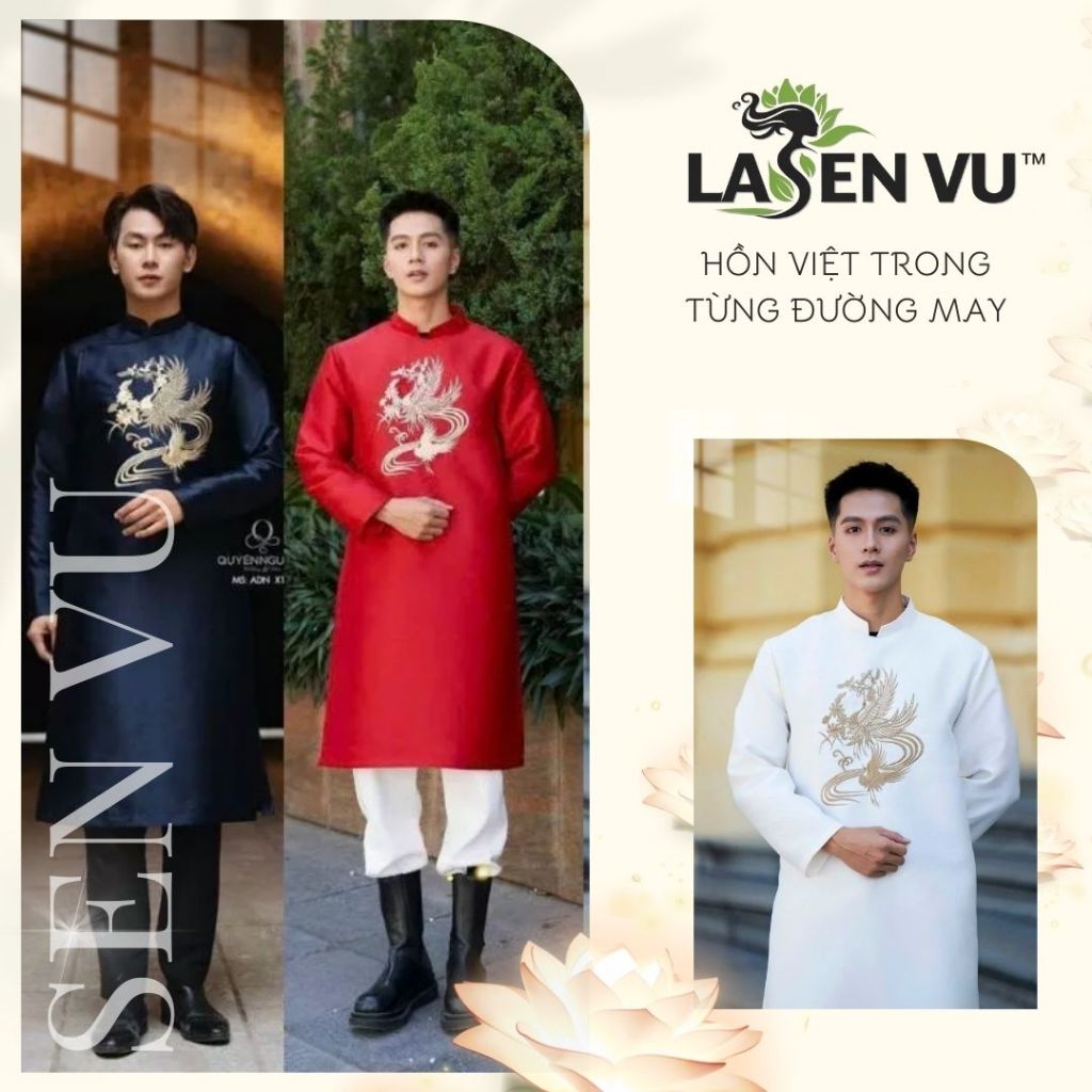 Modern Men's Ao Dai with Multi-Colored Phoenix Embroidery, High Quality ...