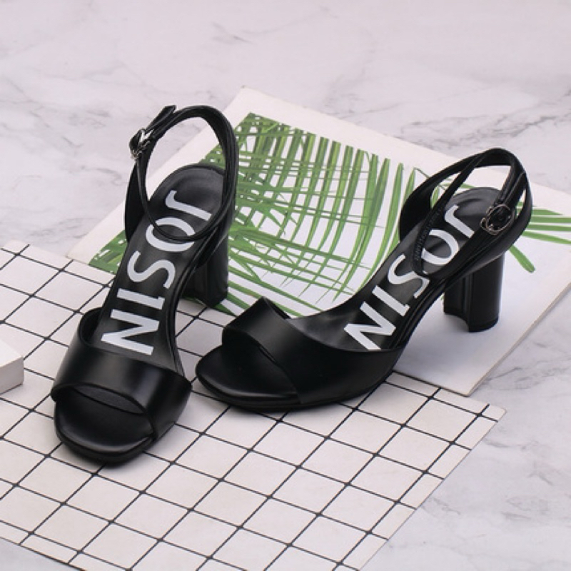 Genuine Josiny sandals, black, 7.5cm block heel | Shopee Philippines