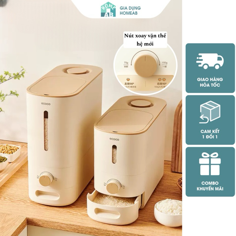 New generation Ecoco rice container automatically measures the amount of rice according to needs ...