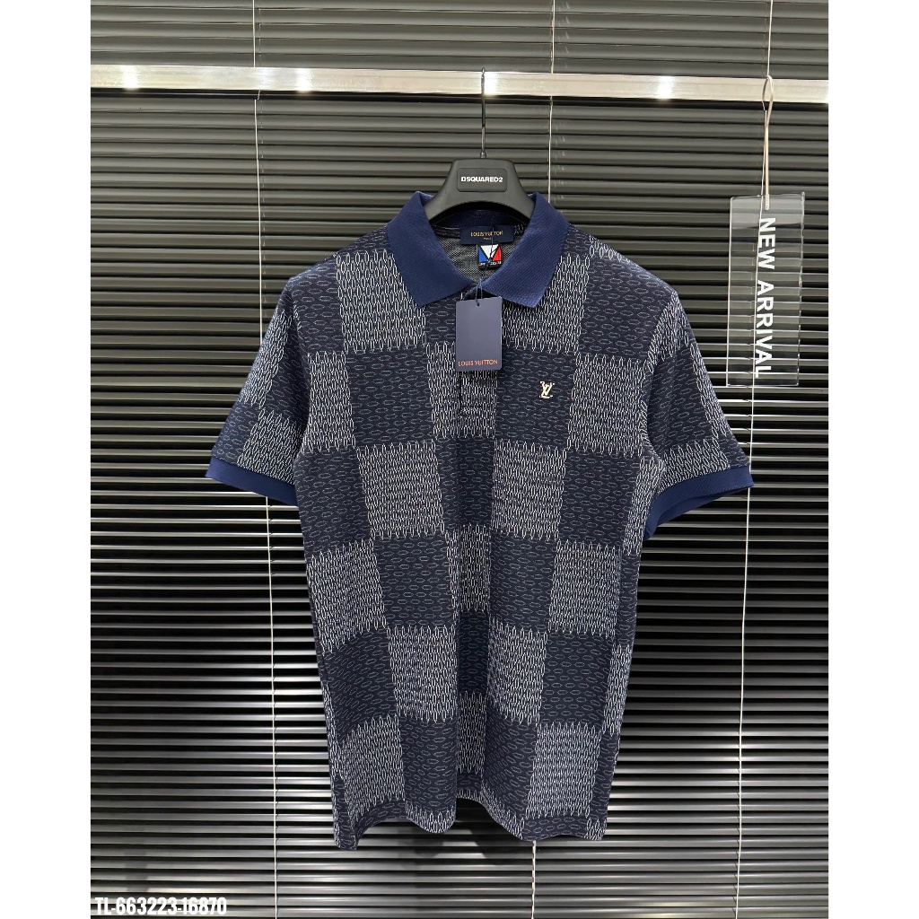 Hot LV polo shirt with checkered pattern and embroidered chest, hot ...