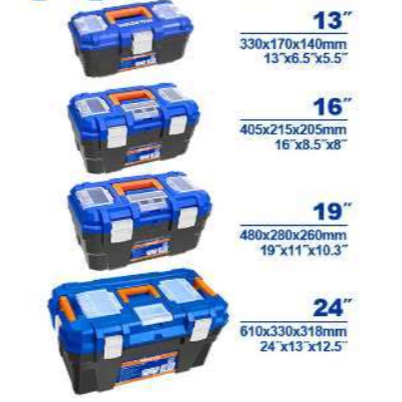 Wadfow Plastic Tool and Tool Storage Box 13inch - 16inch - 19inch - 24inch (Plastic Lock - Metal ...