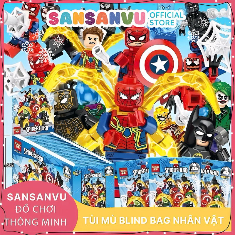 Mini blind bag assembled with cartoon superhero characters, blind bag ...