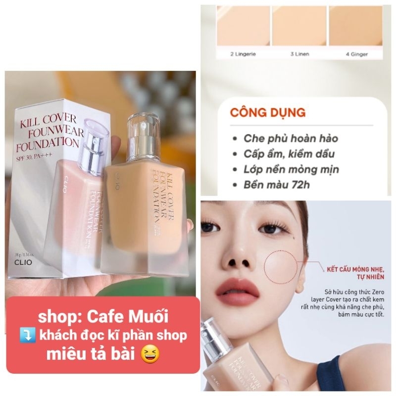 Clio Kill Cover Founwear Foundation 72H OIL CONTROL Foundation SPF30 PA ...