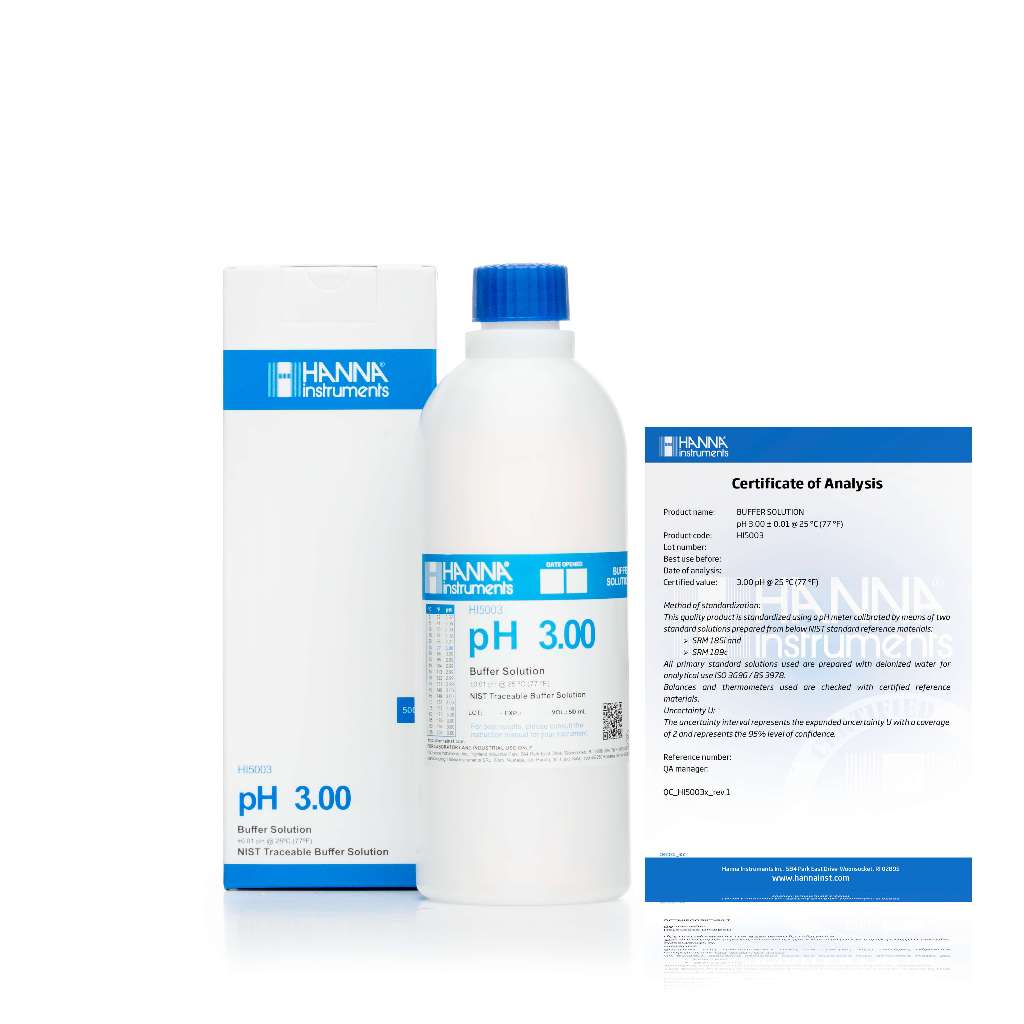 NIST STANDARD SOLUTION pH3.00 TEST/EFFECTIVE pH MACHINE, 500ML HANNA ...