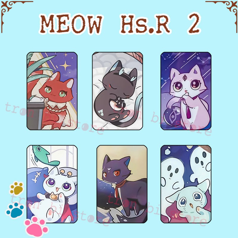 [VER 2] Meow HSR Card 5.5 x 2.5 cm, 2 sides with glitter and rounded ...