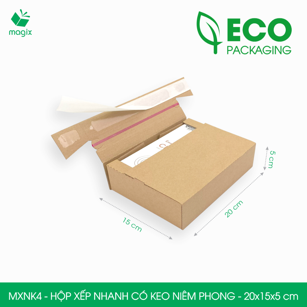 MXNK4 - 20x15x5 cm - 100 quick-folded carton boxes with sealing glue ...