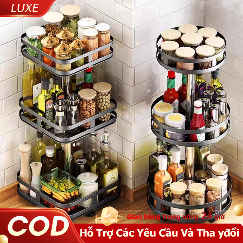 LUXE 360 degree 1/2/3 Tier rotating spice rack, New Generation Square ...