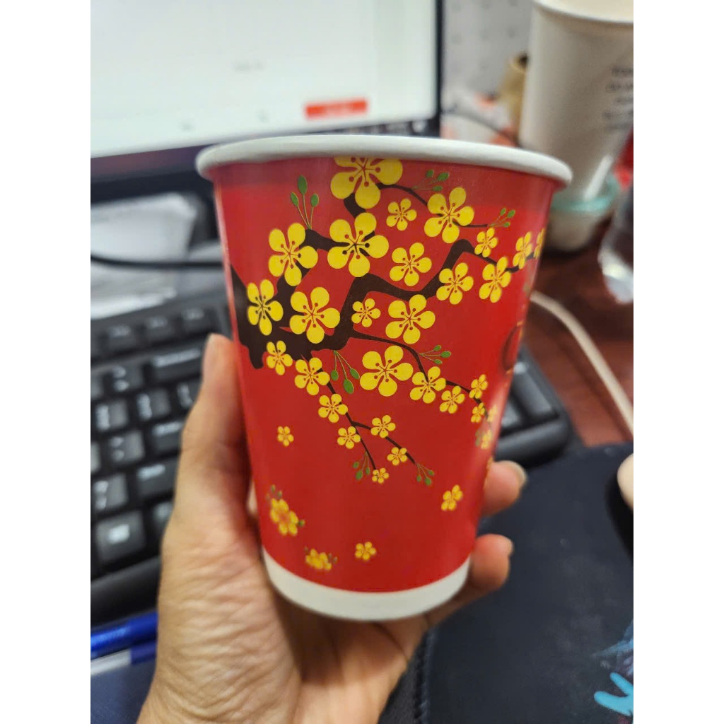 25 red CNY paper cups, capacity 350ml, optional lid | Shopee Philippines