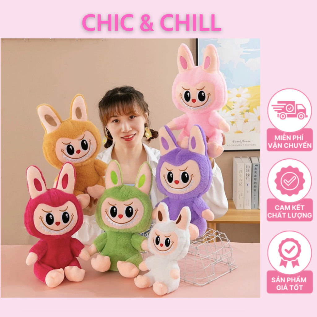 Labubu Teddy Bear Holding Teeth, Adorable Labubu Doll Stuffed Animal ...