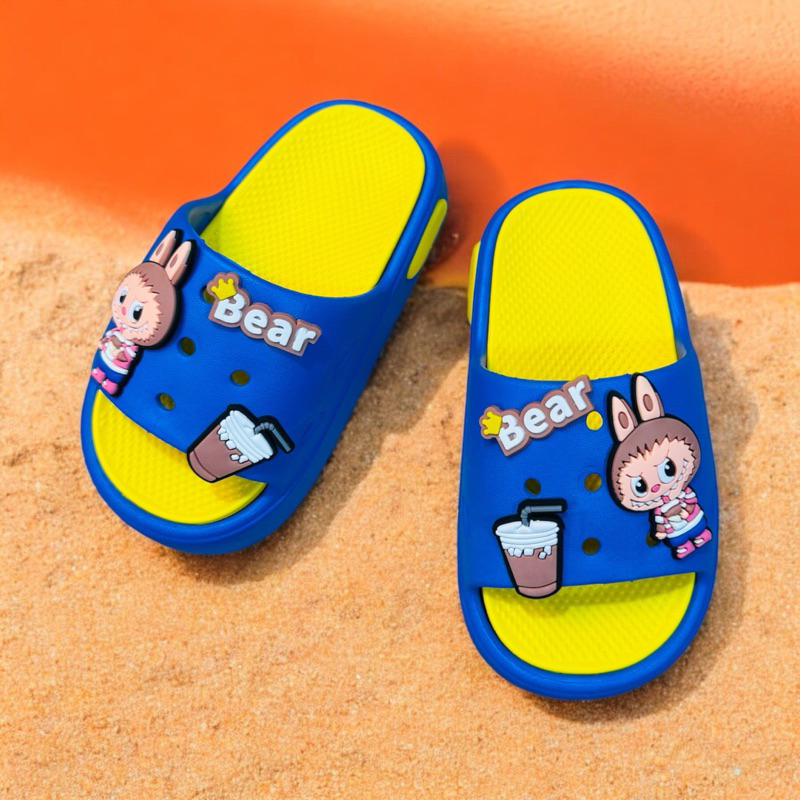 Cute Labubu-shaped high-soled bread slippers for boys, super soft, high ...