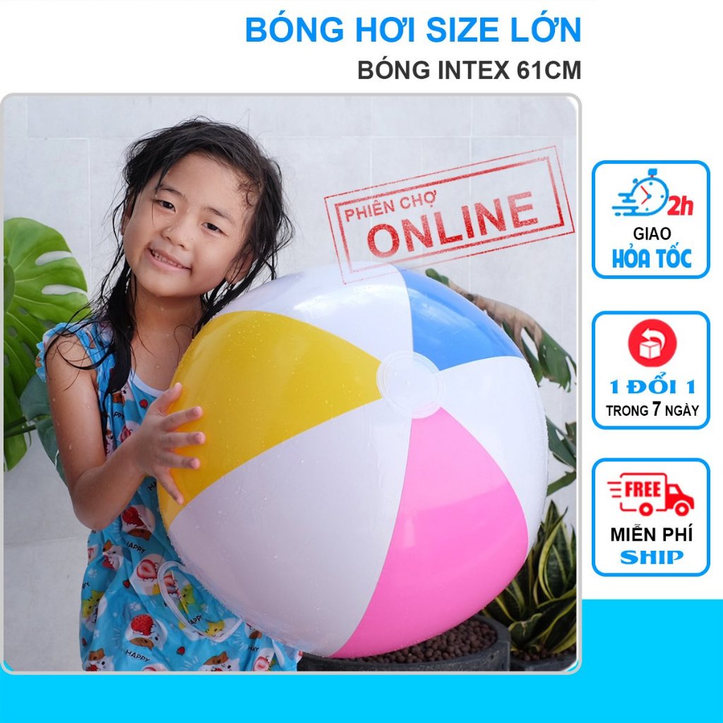 Inflatable Ball, Beach Ball INTEX 59030 - Large Size 61cm (45cm pumped ...