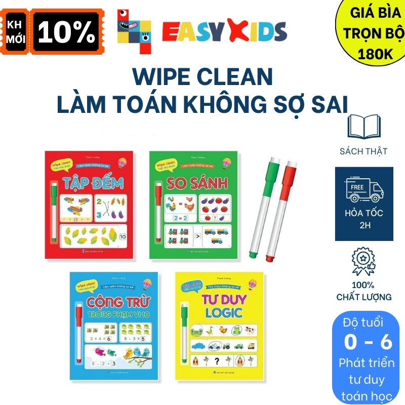 Wipe Clean Book Set (4 Books) - Erasable Writing and Doing Math Without ...
