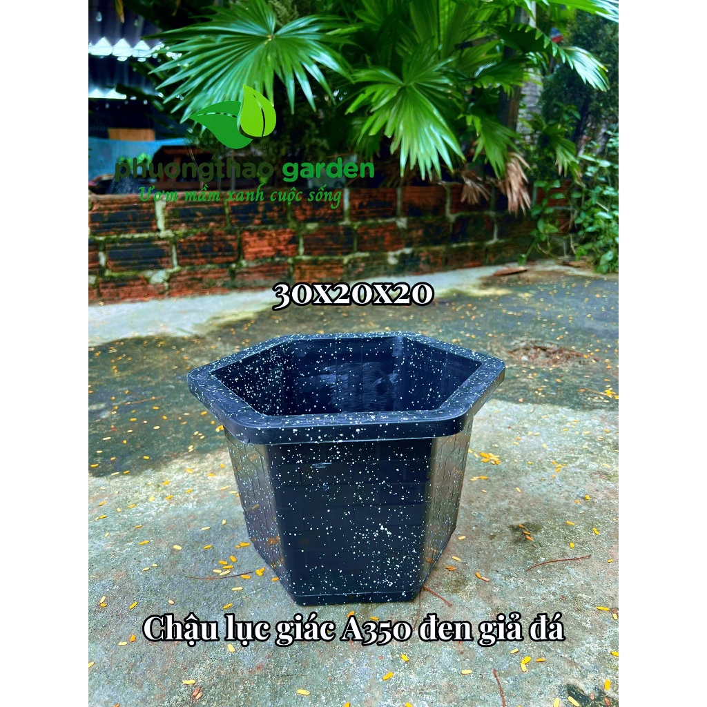 A350 hexagonal plastic pot, black and white imitation stone, 30x20x20 ...