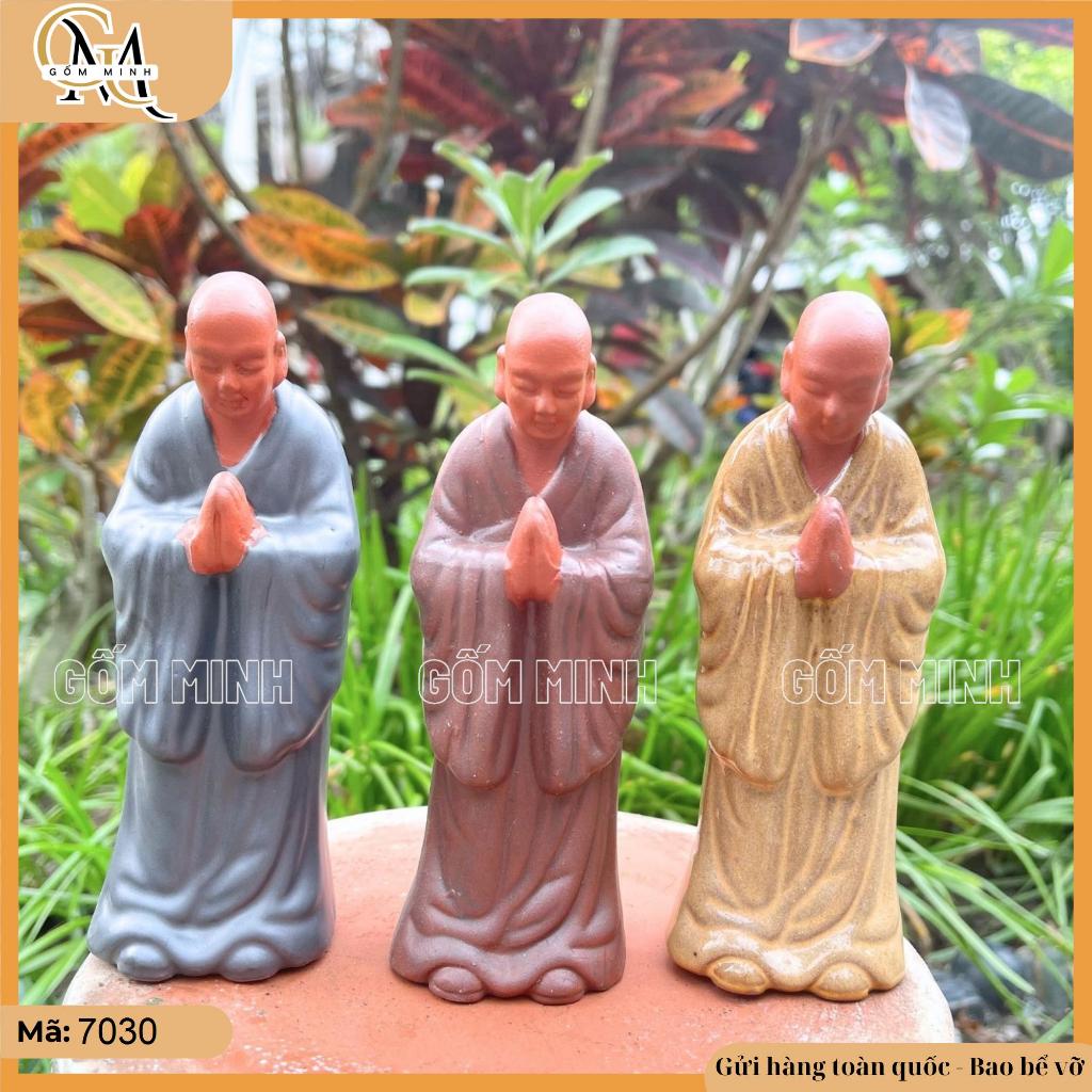 Ceramic standing stilt statue with hands clasped, statue of monk ...