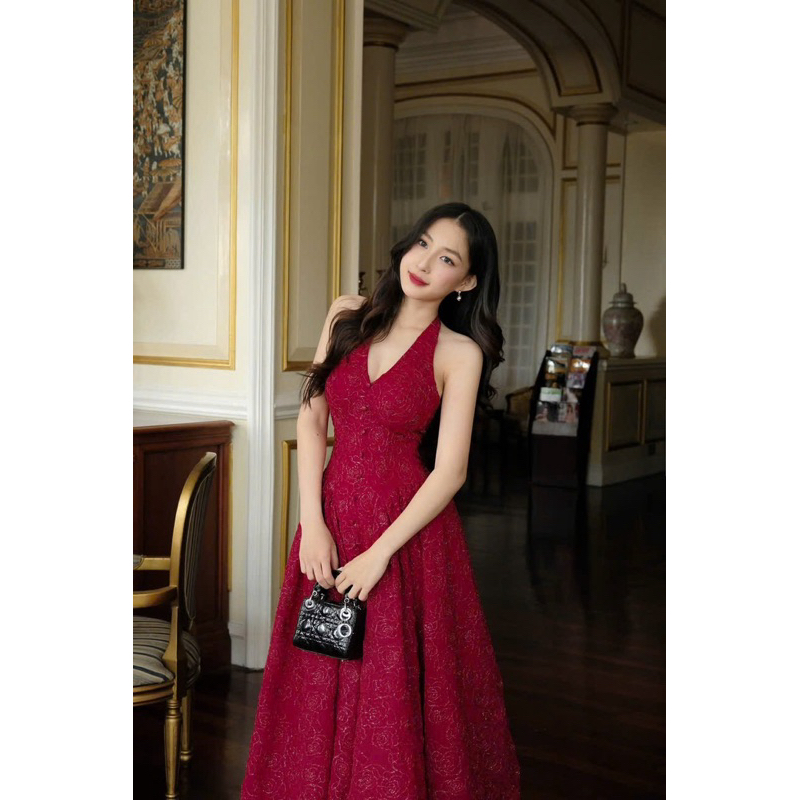 ROSE SILK DRESS FOR PARTIES, GOING OUT, GOING TO EVENTS, COLLAR DRESS ...