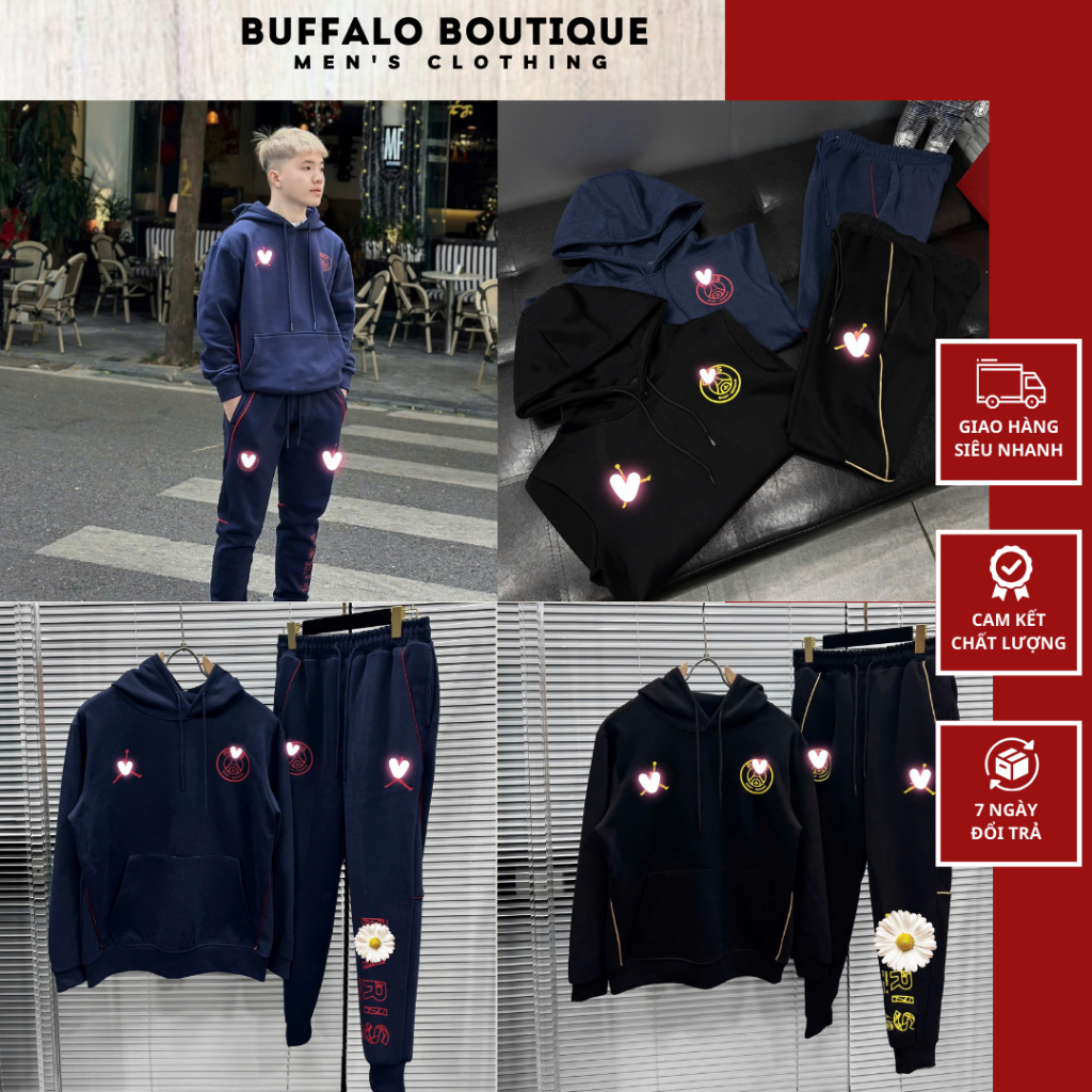 Dou Dan Hoodie Set with Round Logo Printed on the Back of the Shirt ...