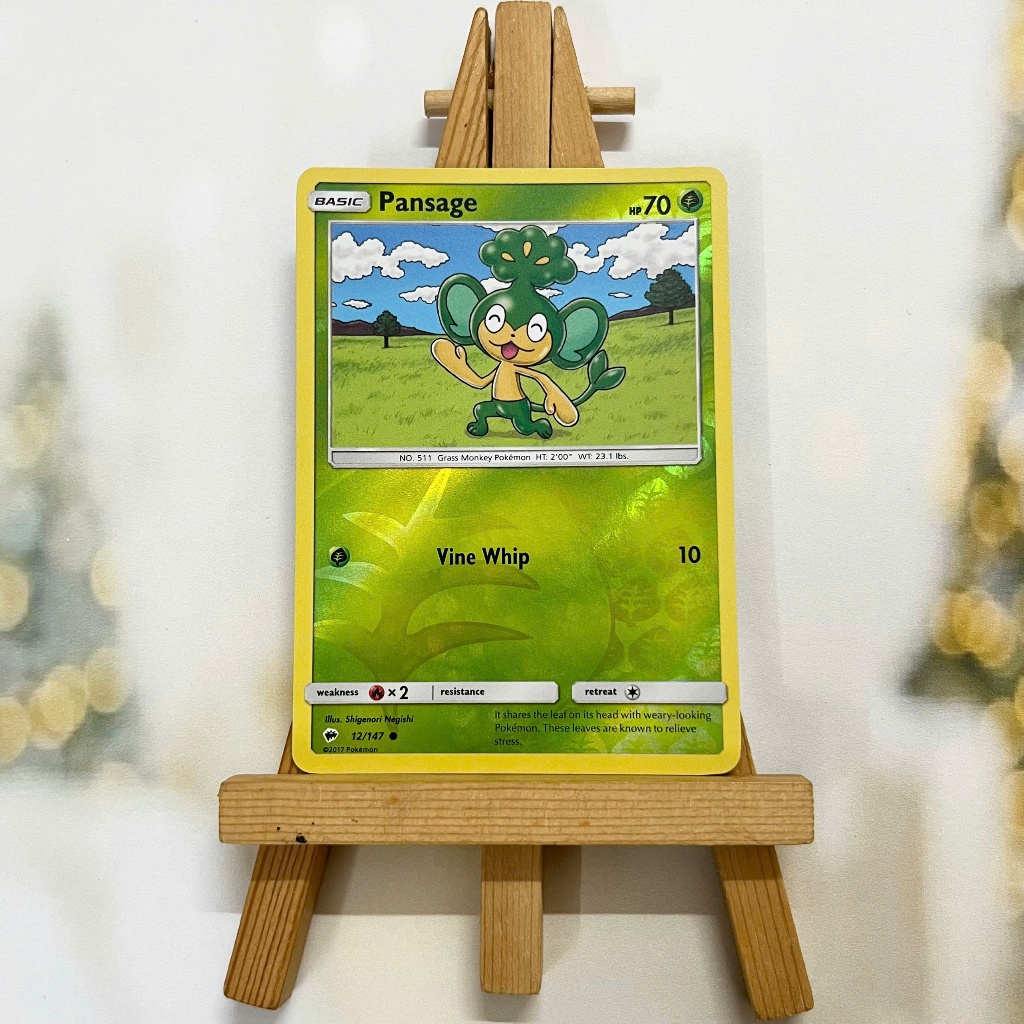 Pokemon Pansage 12/147 Picture Card - Odd Card Sun & Moon Burning ...