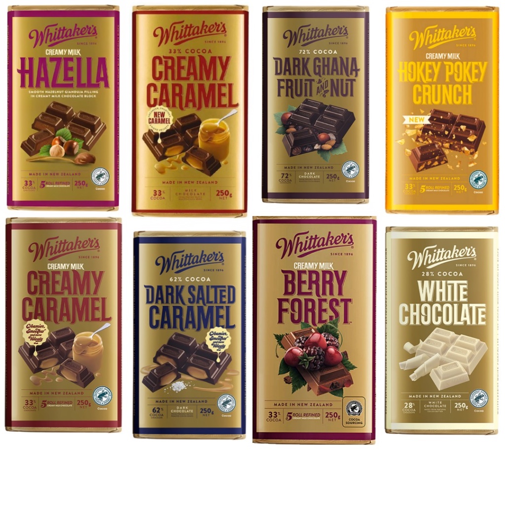 Milk Chocolate BAR / WHITE BLACK Whittakers Chocolate Hazella, Salted ...