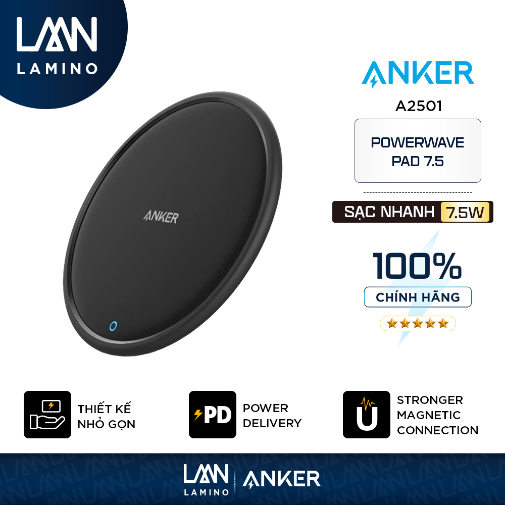 Anker PowerWave Pad 7.5 Wireless Fast Charger - A2501 - Genuine Product | Shopee Philippines