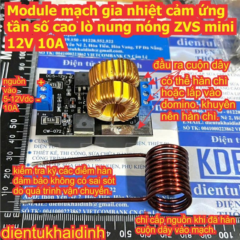 ZVS mini 12V 10A high frequency non-touch induction heating circuit ...