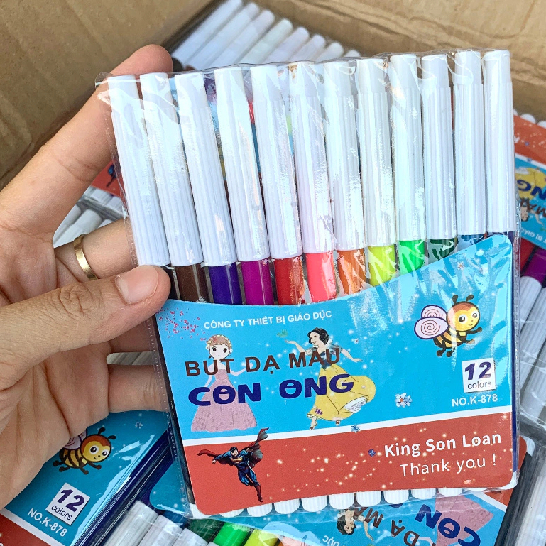 Combo of 12 sets of Bee 878 12-color markers, common drawing markers ...