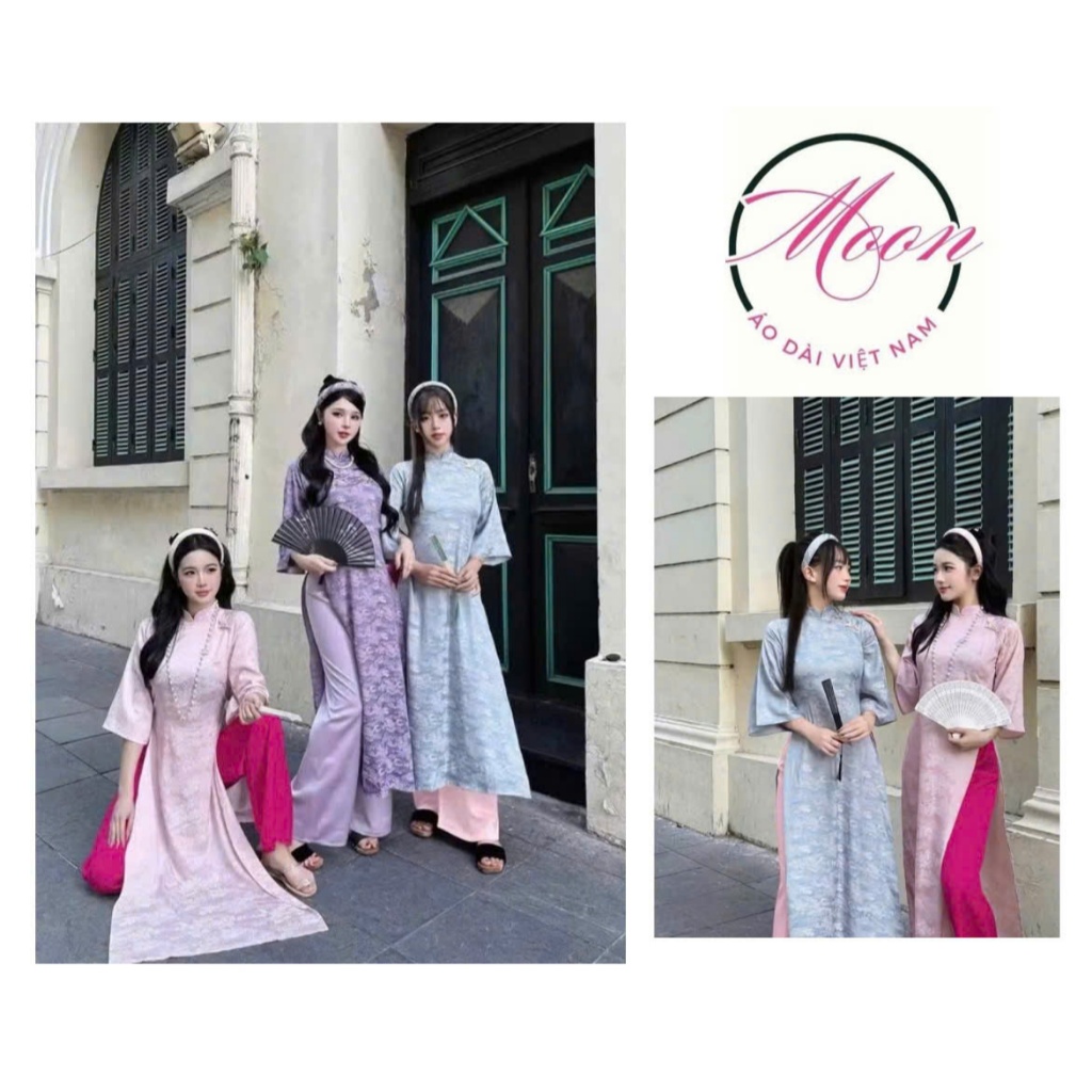 Modern Brocade Ao Dai for women with traditional loose collar and short ...