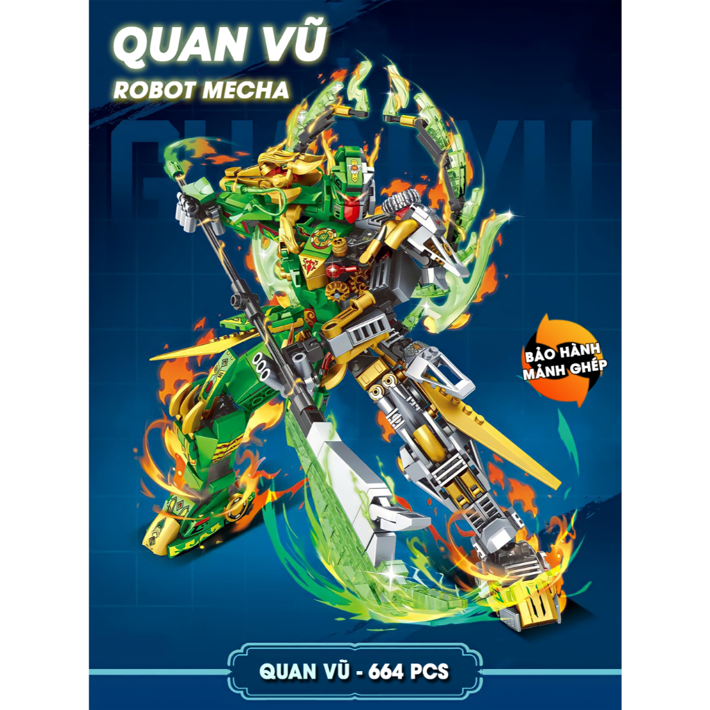 664-piece Mecha Guan Yu robot assembly toy, Wukong, Zhao Yun robot ...