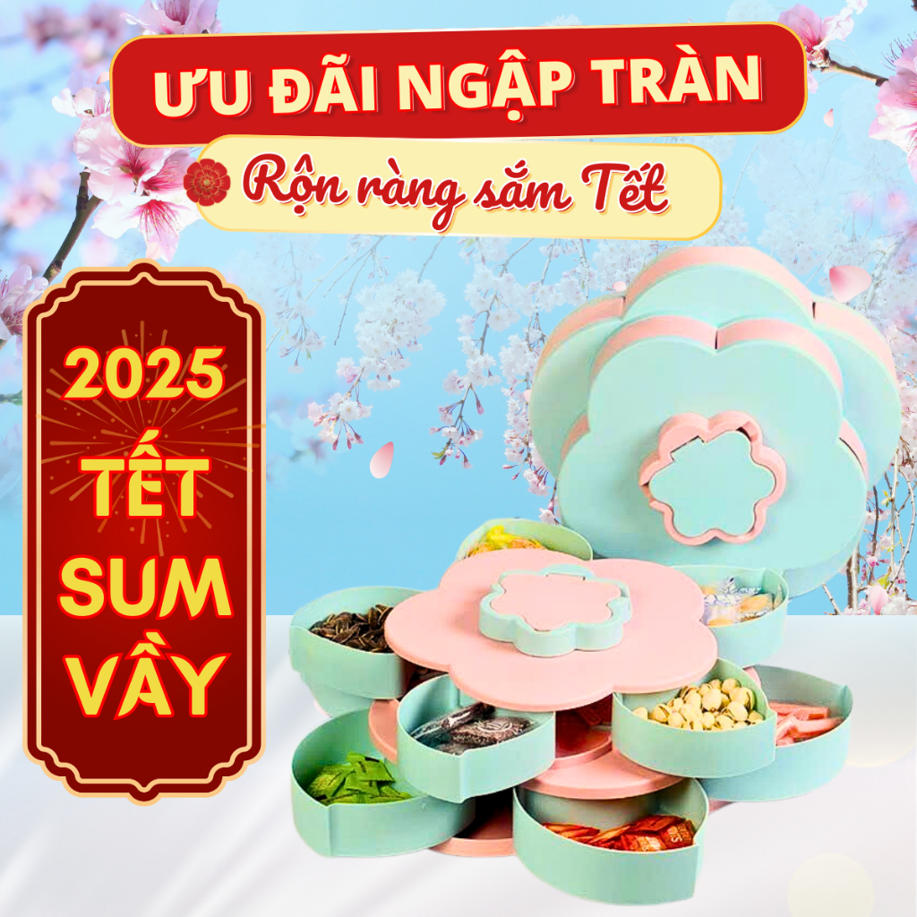 2-tier 360-degree rotating CNY jam tray, 2025 Tet candy and jam box ...
